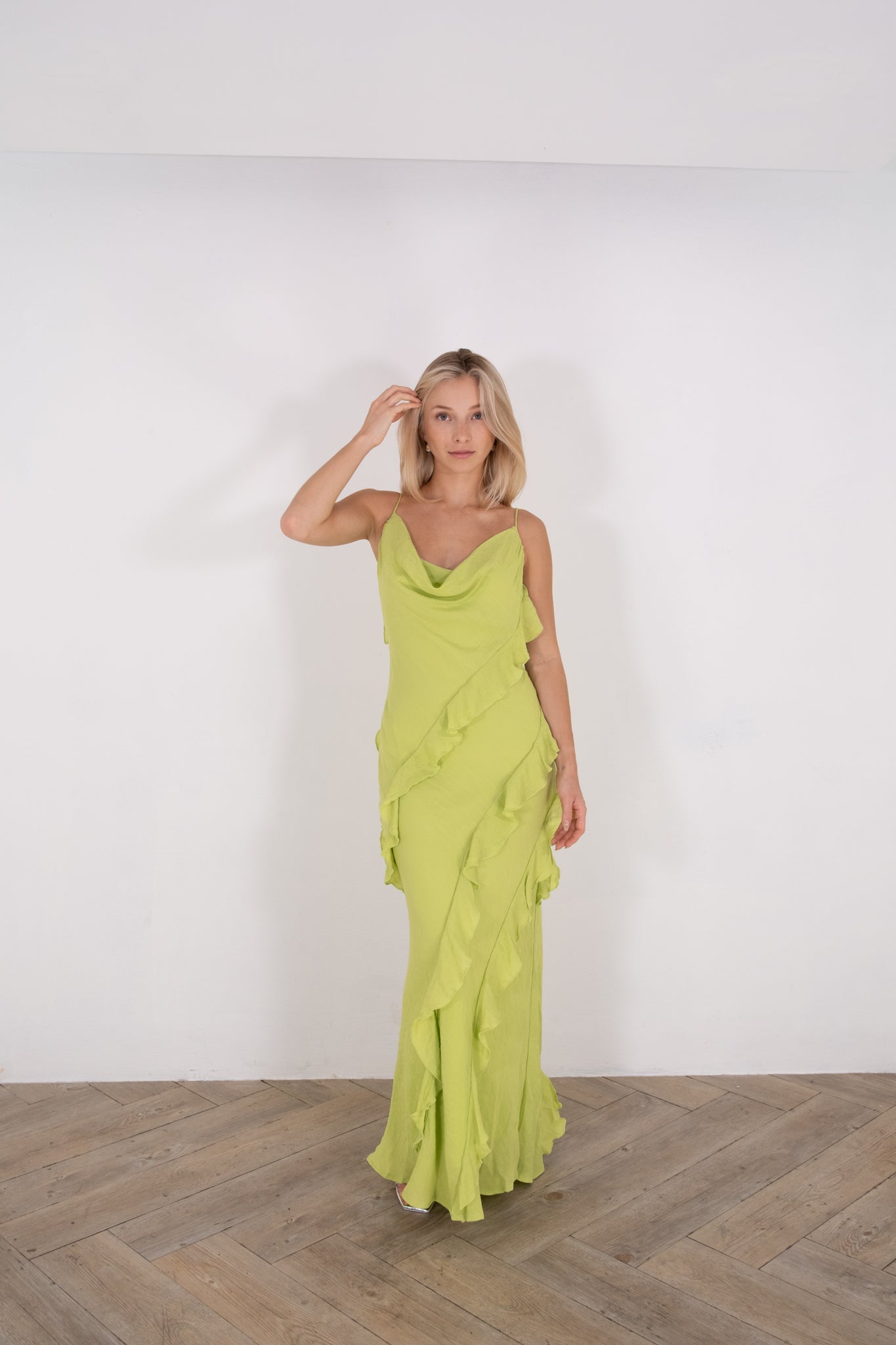 Lemon ruffled maxi dress – blackandbone