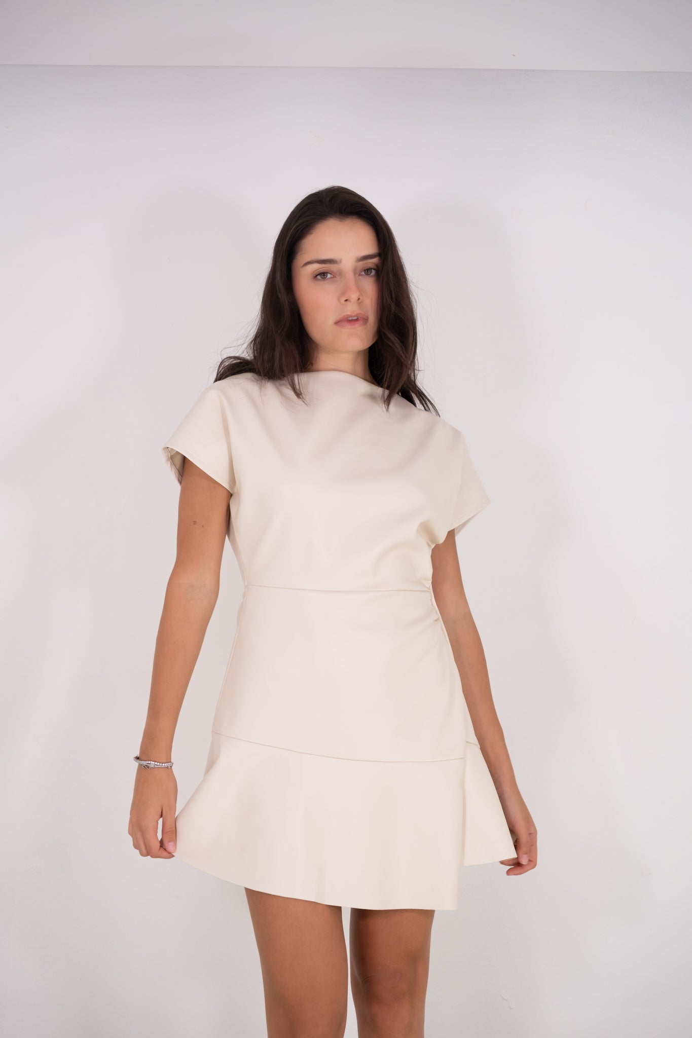 Faux Leather Bone Mini Dress – blackandbone